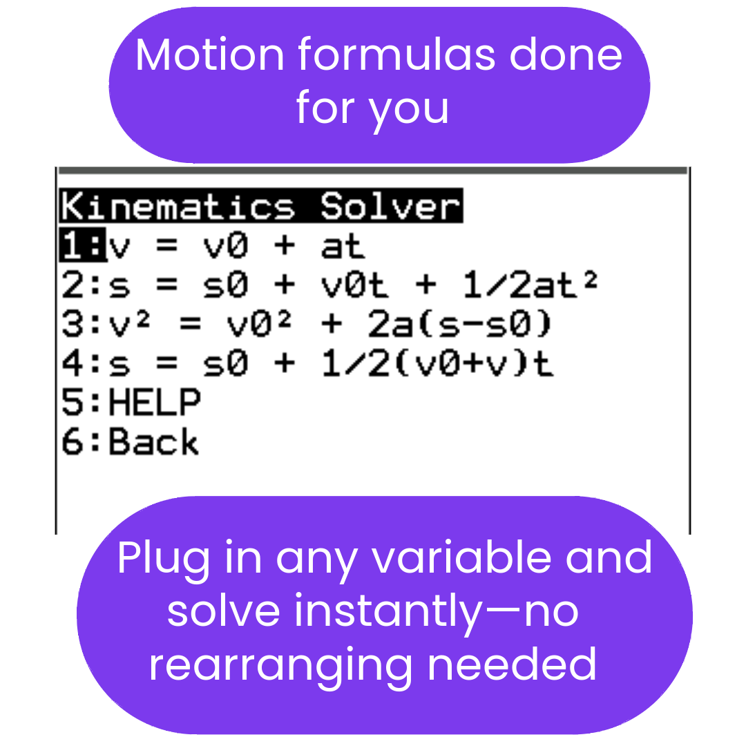 PHYSICS Mechanics SOLVER TI84 Plus CE Programs – mcstutoring.com