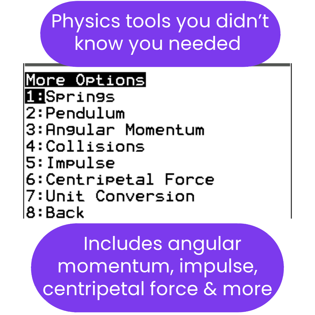 PHYSICS Mechanics SOLVER TI84 Plus CE Programs – mcstutoring.com