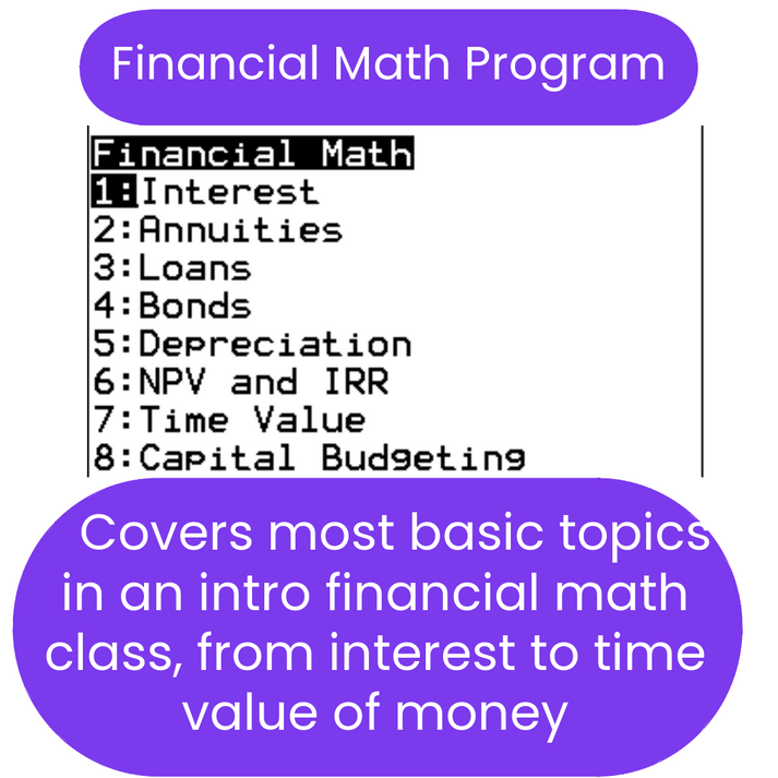 Financial Math Formula TI-84 Plus CE Calculator Program: FINMATH1 – mcstutoring.com