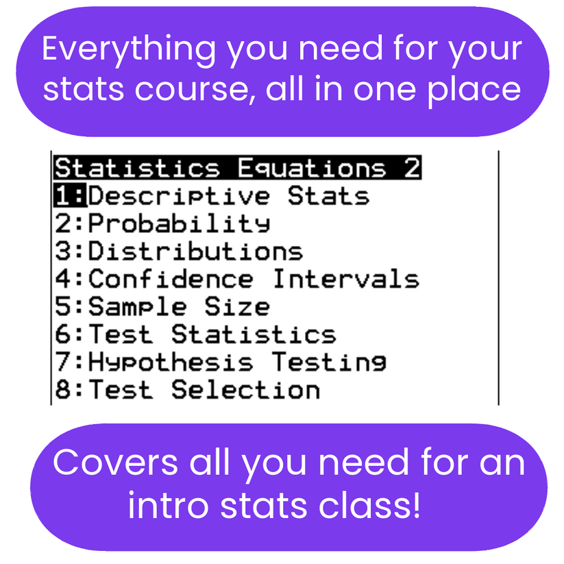 Statistics Equations TI-84 Plus CE Stats Formula Program – mcstutoring.com