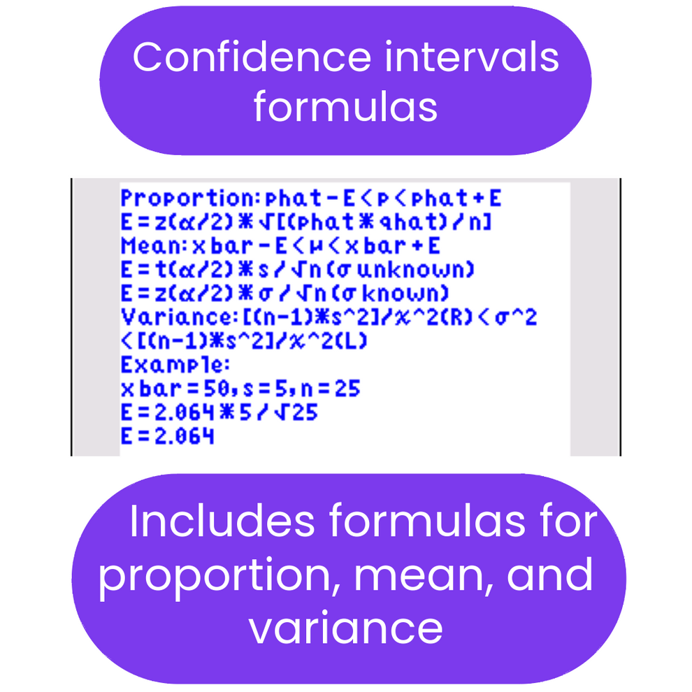 Statistics Equations TI-84 Plus CE Stats Formula Program – mcstutoring.com
